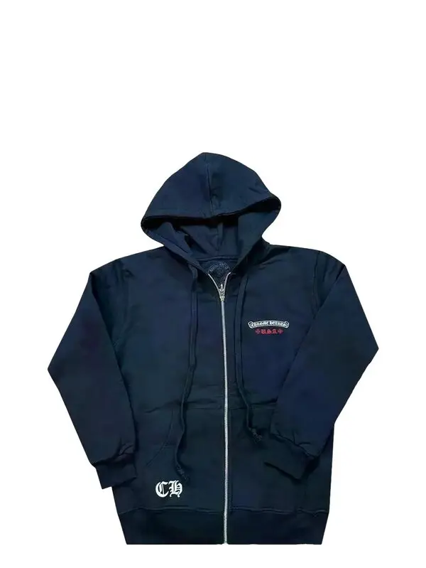 Chrome Hearts American Flag-print Fleece Hoodie - Blue