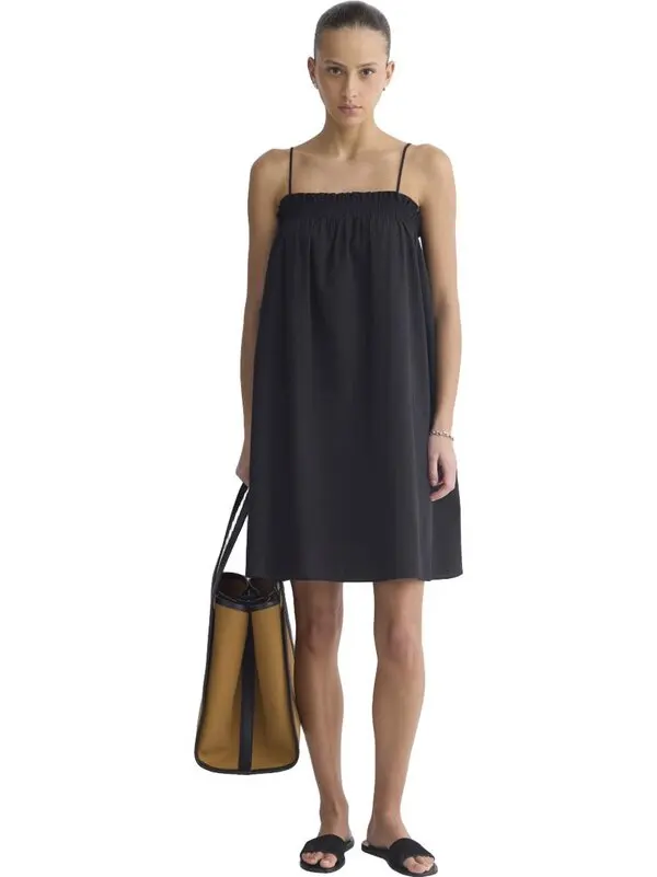 Everlane Gauze Smocked Dress - Black