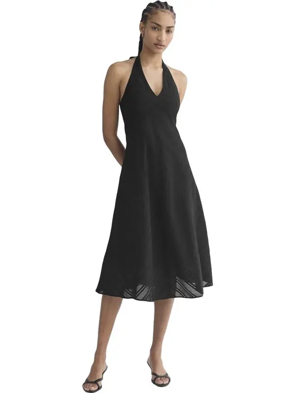 Everlane Textured Halter Midi Dress - Black