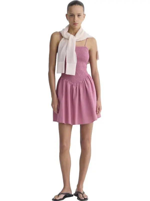 Everlane Gauze Smocked Mini Dress - Heather Rose