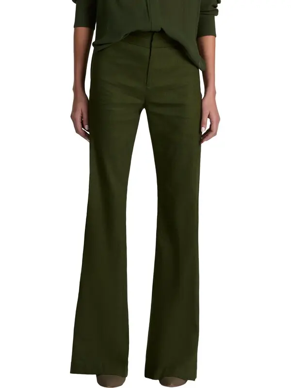 Alice + Olivia Andrew Linen Slim Pants - Dark Fern
