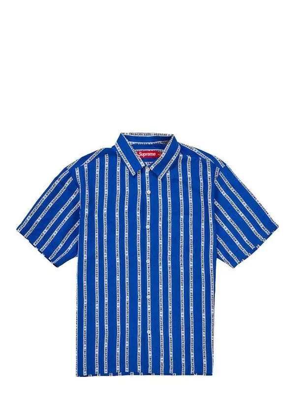 Supreme Old English Stripe Silk Short Sleeve Shirt - Blue