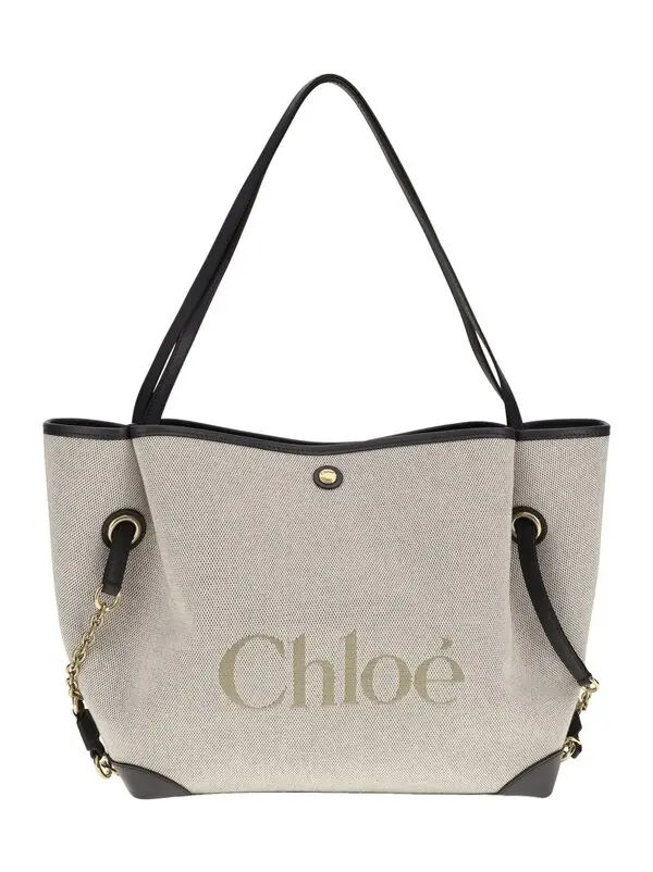 Chloé Clover Tote Bag In Canvas - Grey