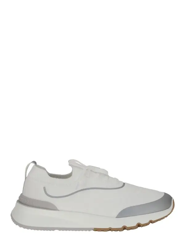 Brunello Cucinelli Techno Cotton Knit Lace-up Sneakers - White