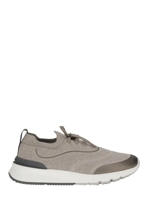 Brunello Cucinelli Techno Cotton Knit Lace-up Sneakers - Brown