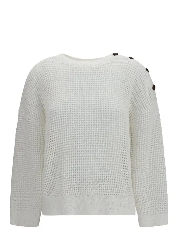 Brunello Cucinelli Openwork Sweater With Shoulder Buttons - White