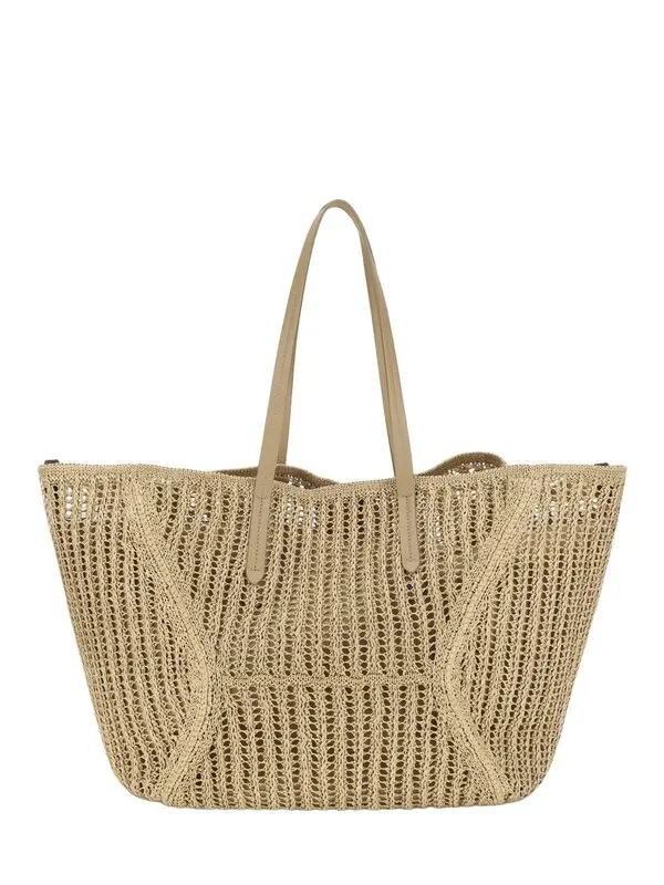 Brunello Cucinelli Raffia Shoulder Bag - Beige