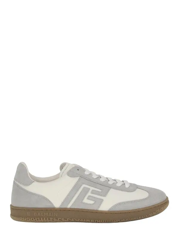 Balmain Swan Sneakers In Suede And Smooth Leather - White