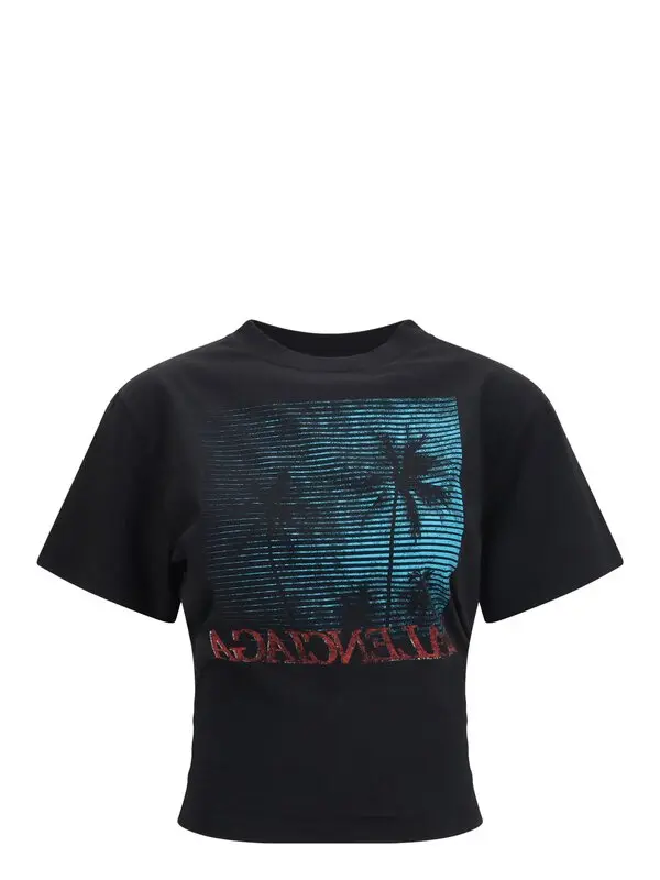 Balenciaga Vintage Holiday Cropped T-shirt - Black