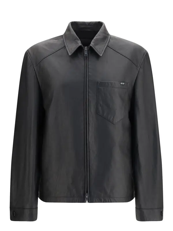 Prada Nappa Leather Jacket With Central Zip Closure - Black