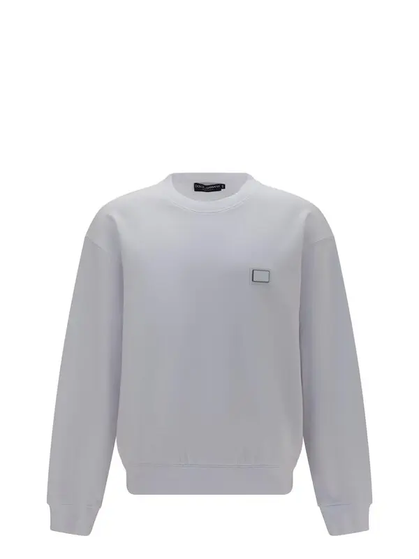 Dolce & Gabbana Cotton Sweatshirt With Logo Plaque - White