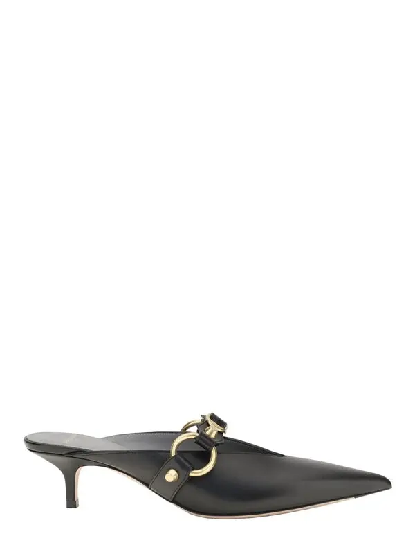 Balenciaga City Mules With Gold Tone Studs - Black