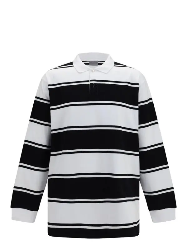 Balenciaga Triped Long-leeve Polo - White