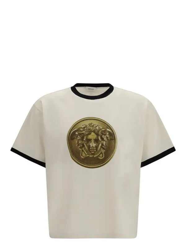 Versace Cotton Jersey T-shirt With Poplin Balloo - Cream