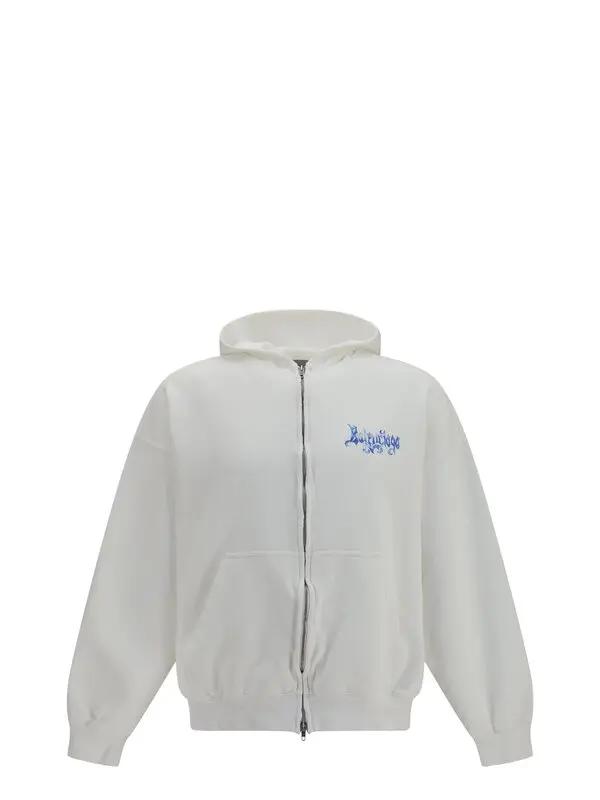 Balenciaga Sketchy Print Full Zip Hoodie - White