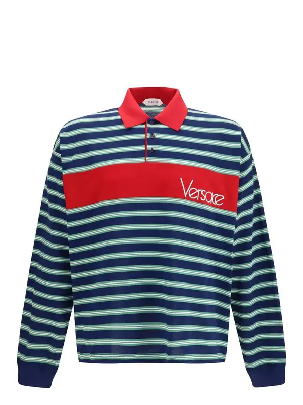 Versace Striped Cotton Polo Ale - Multicolour