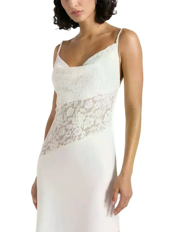 Manière De Voir Asymmetric Lace Maxi Dress - White