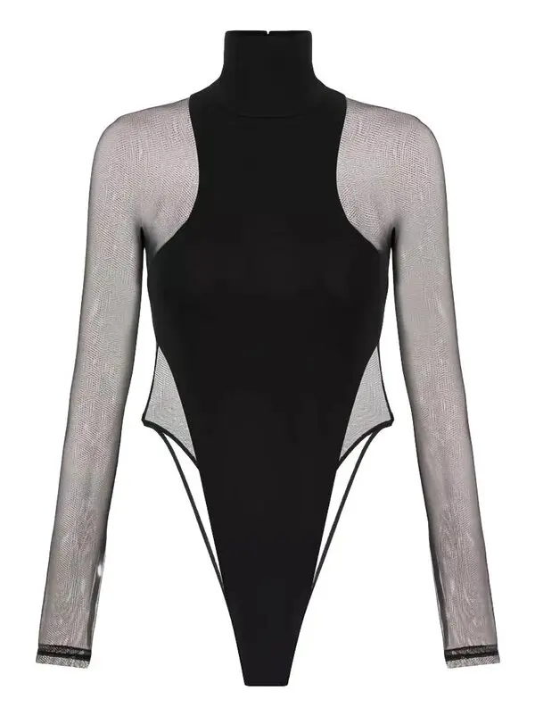 Elisabetta Franchi Tulle Bodysuit - Black