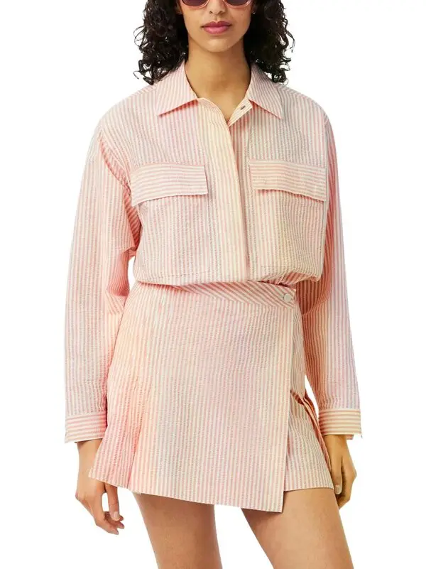 Lacoste Striped Seersucker Shirt - White