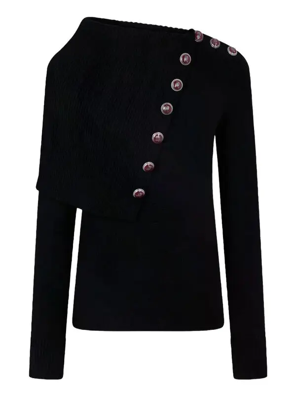Rabanne Asymmetrical Sailor-collar Sweater - Black