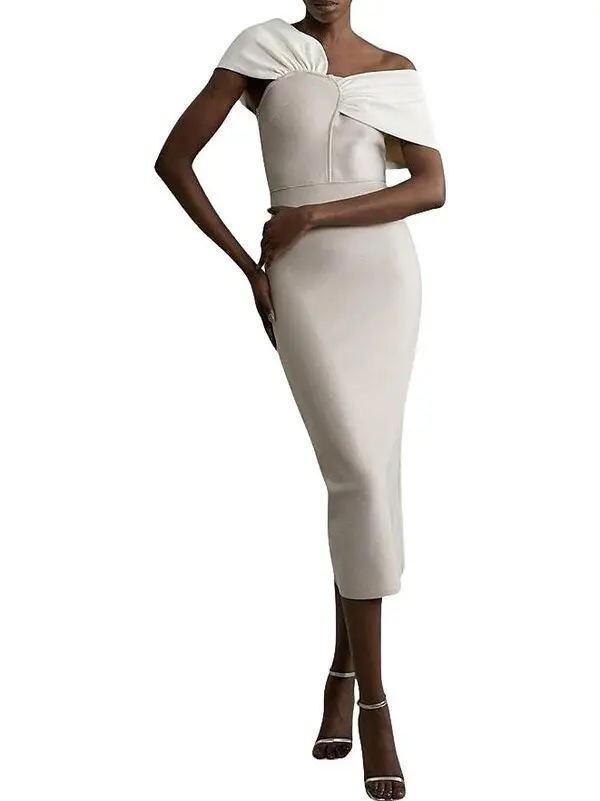 Karen Millen Figure Form Asymmetric Midi Dress - Neutral