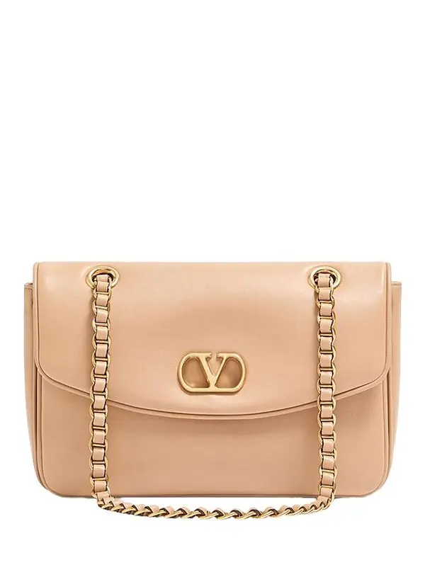 Valentino Garavani Medium Vlogo Leather Shoulder Bag - Rose