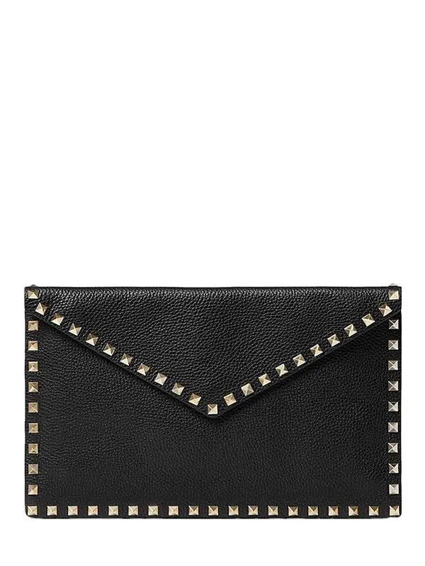 Valentino Garavani Large Studded Leather Flat Pouch - Black