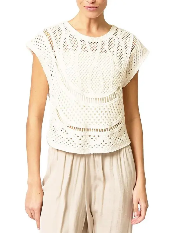 Central Park West Ember Machine Crochet Top - White