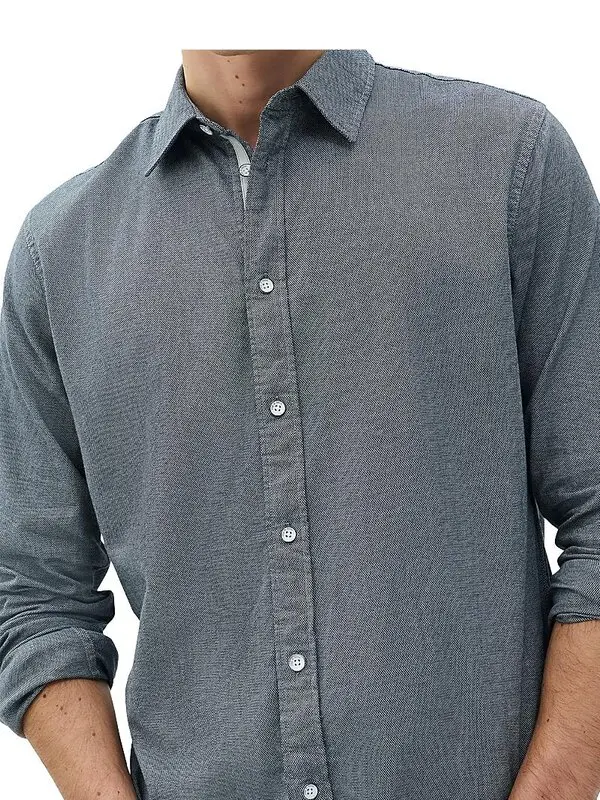 Rag & Bone Tomlin Stretch Dobby Button Front Shirt - Sky Blue