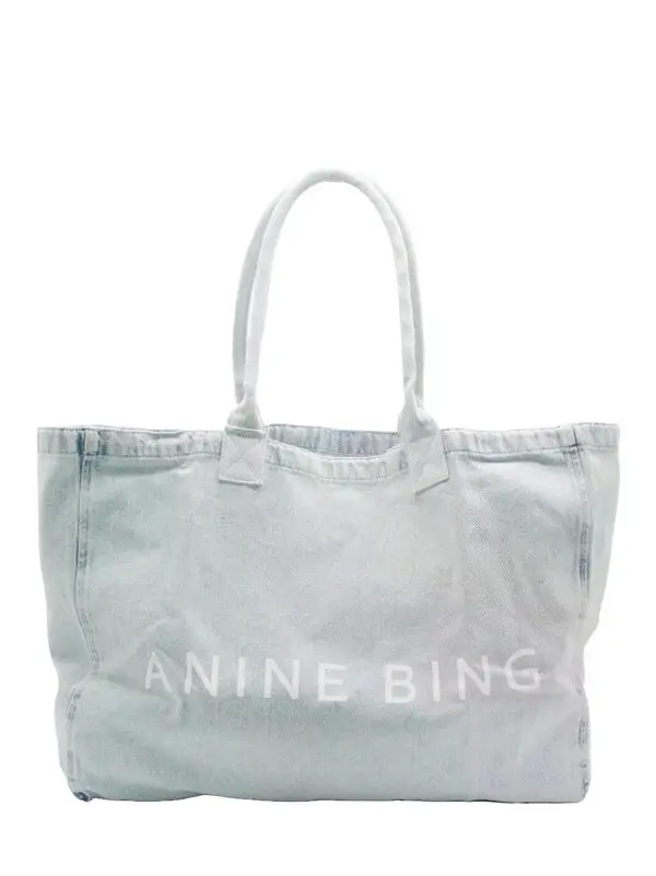 ANINE BING Logo Cotton Tote Bag - Blue
