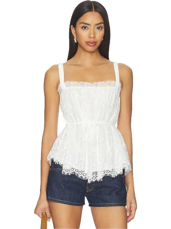 Tularosa Leanna Lace Peplum Top - Ivory