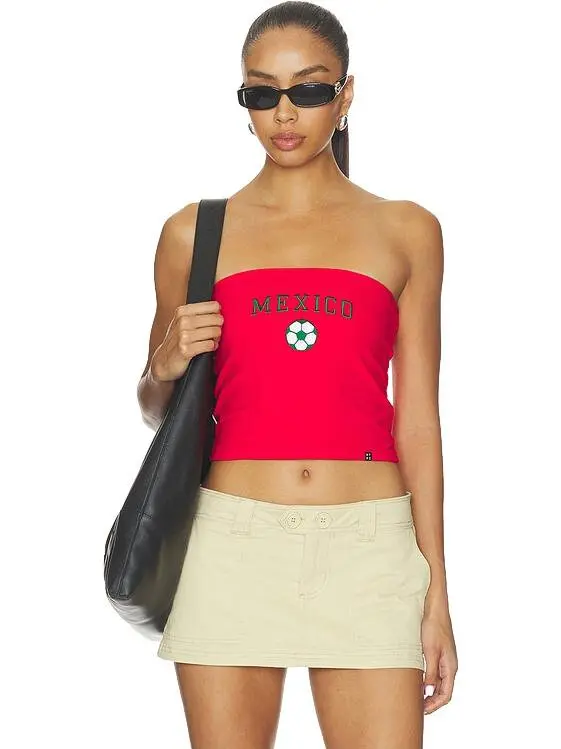 HYPE AND VICE Embroidered Tube Top - Red