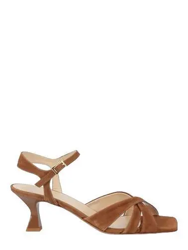 BALDININI Suede Sandals With Buckle Ankle Strap - Beige