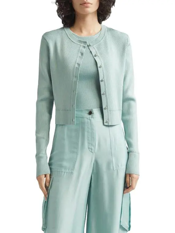 TOCCIN Zoe Crop Fitted Cardigan - Seabreeze