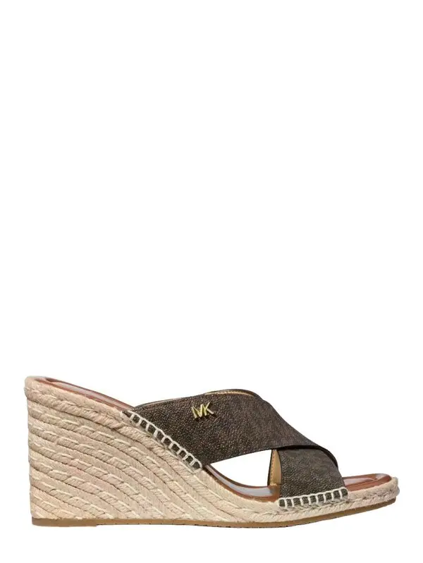 Michael Kors Monogram Print Buckle Fastening Sandals - Brown