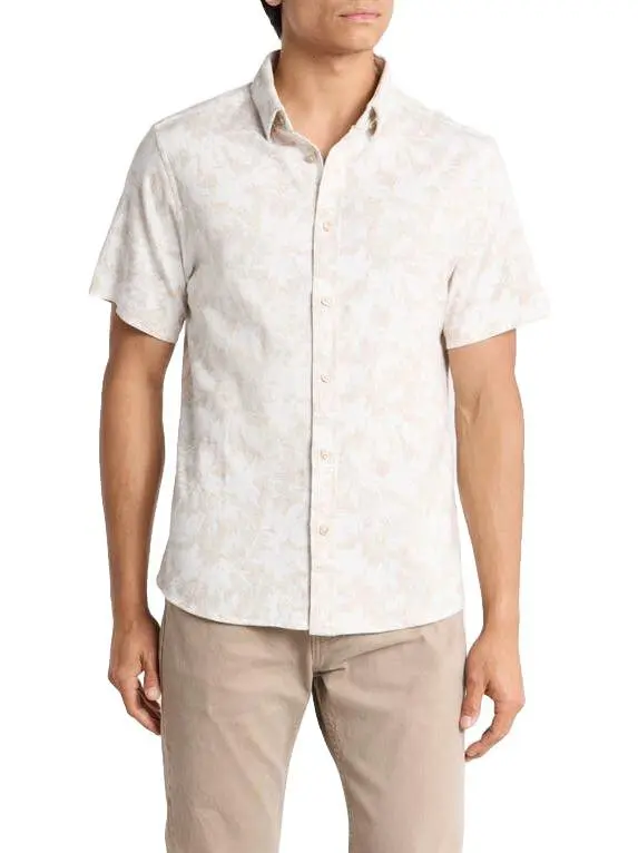 7 Diamonds Silas Short Sleeve Stretch Button-up Shirt - Sand