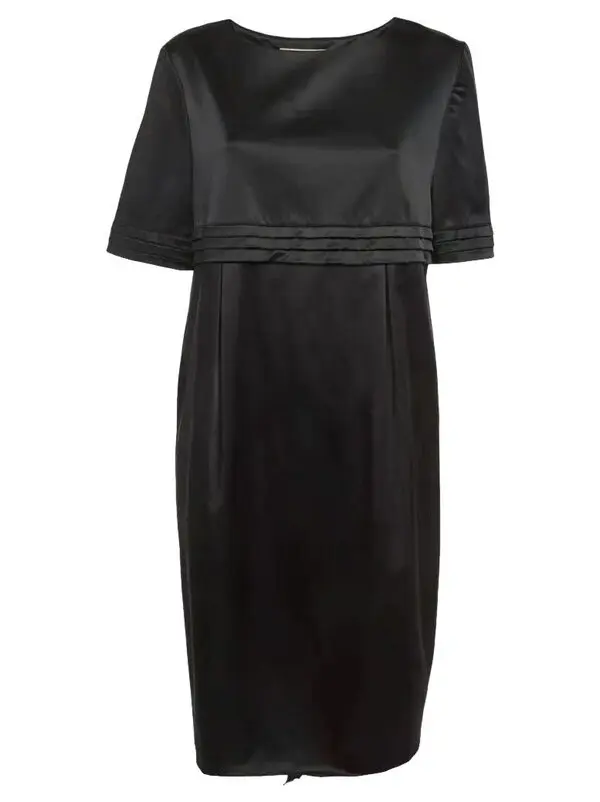 Burberry Pleated Satin Dress - Black