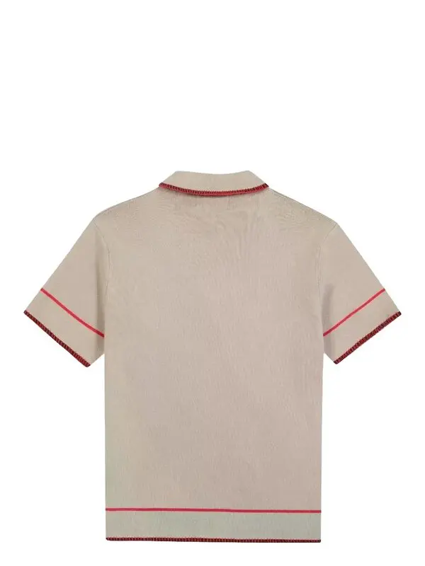 Maison Labiche Contrast-trim Heart-patch Polo Shirt - Neutrals