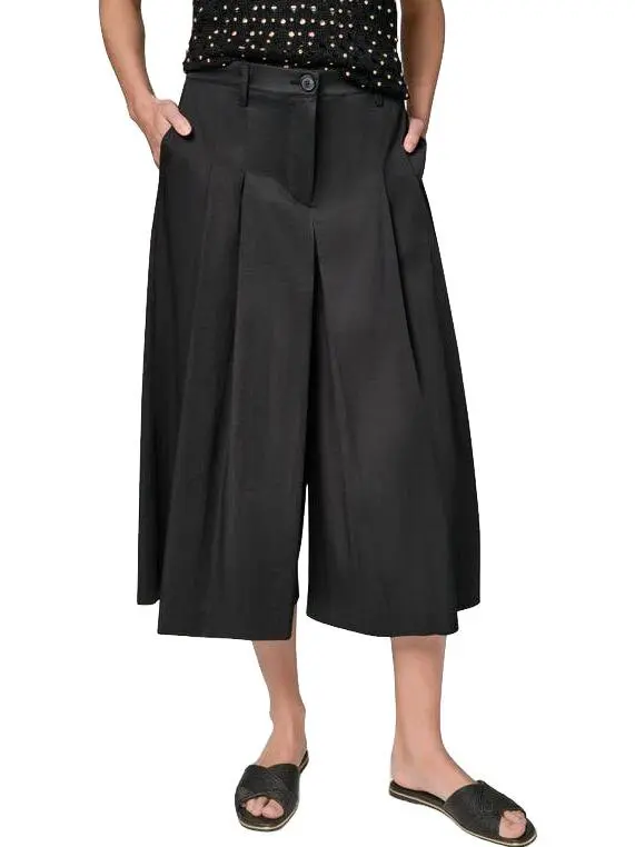 Donna Karan New York Pleated Cropped Wide-leg Pants - Black