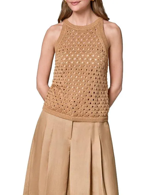 Donna Karan New York Cotton Blend Sweater Vest With Embellishments - Fawn