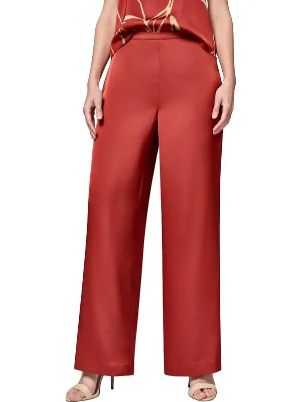 Donna Karan New York Wide Leg Satin Pants - Sunbaked