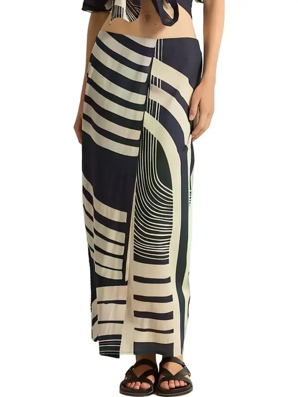Mare Di Latte Long Abstract Print Skirt - Blue