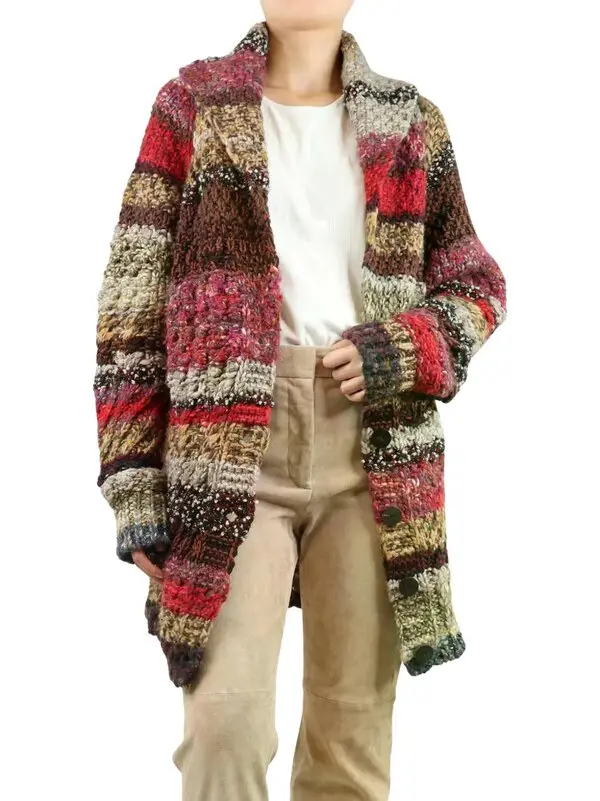 Dior Chunky Belted Cardigan - Red