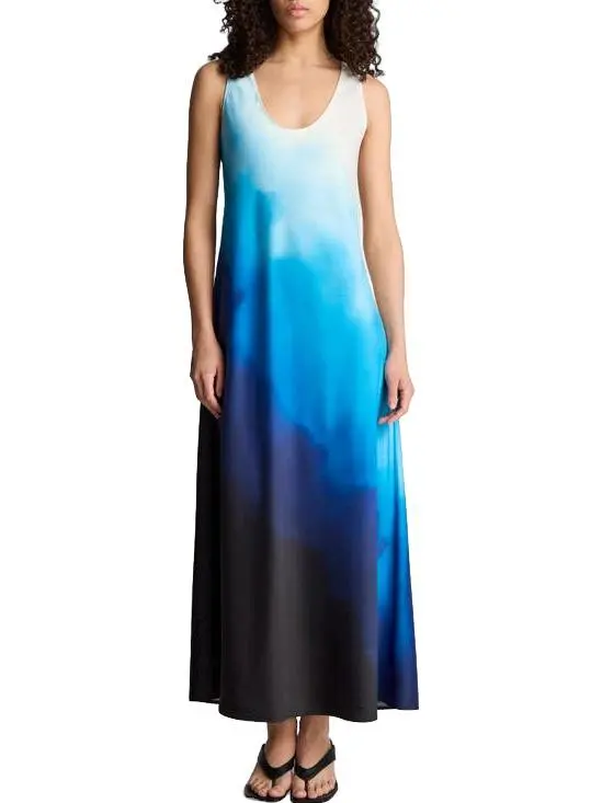 KENNETH COLE Sleeveless Maxi Dress With Colorblocking - Lake Blue Multi
