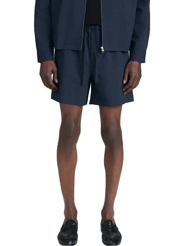 FRAME Seersucker Drawstring Shorts - Navy