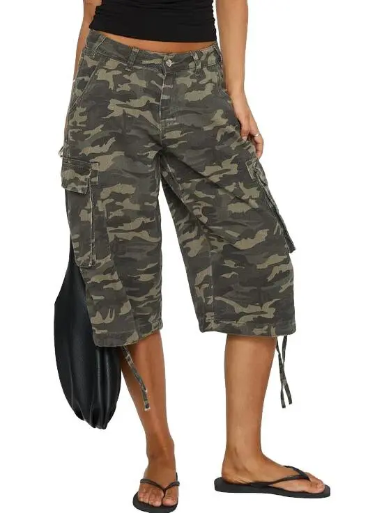 Princess Polly Hudsen Longline Cargo Shorts - Camo