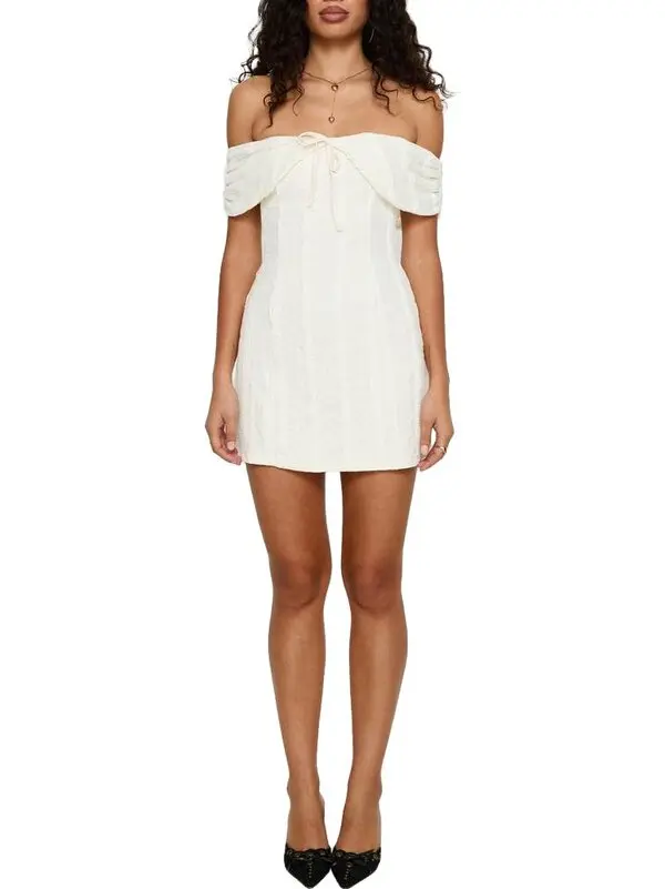 Princess Polly Colettie Off-the-shoulder Minidress - Cream