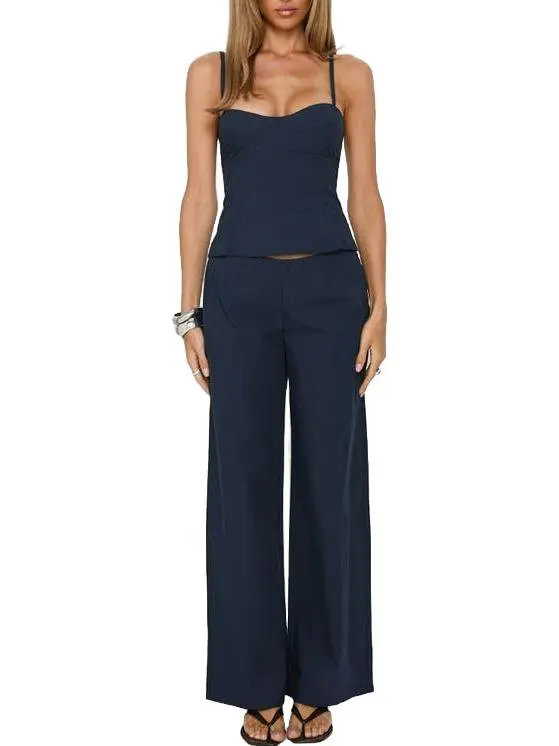 Princess Polly Kierstyn Cotton Camisole And Pants Set - Navy