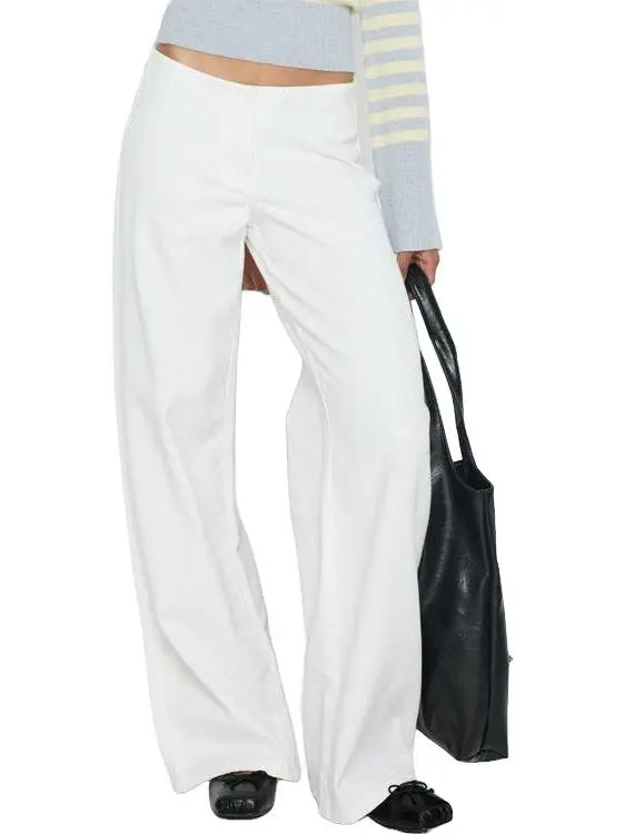 Princess Polly Heroes Mid Rise Baggy Wide Leg Jeans - White