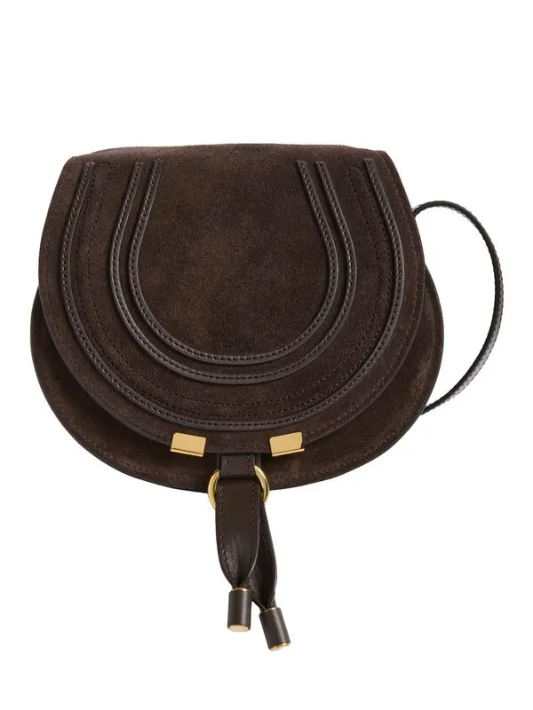 Chloé Small Marcie Suede Saddle Bag - Brown